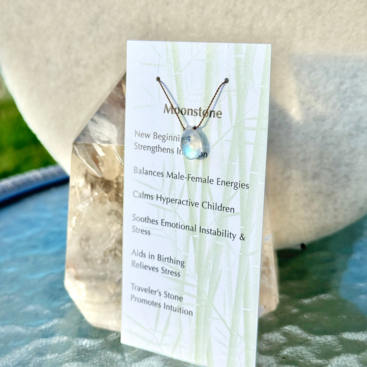 Moonstone Drop Bead Necklace 14" Kids & Teens – Crystal Works Austin