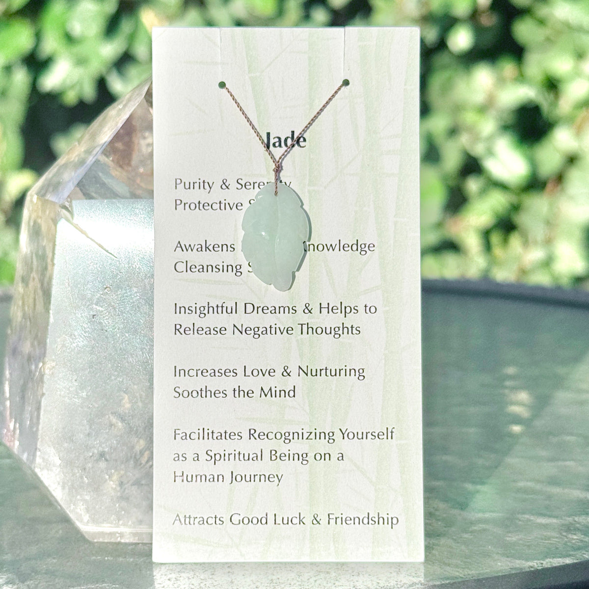 Jade Leaf Bead Necklace 16" – Crystal Works Austin