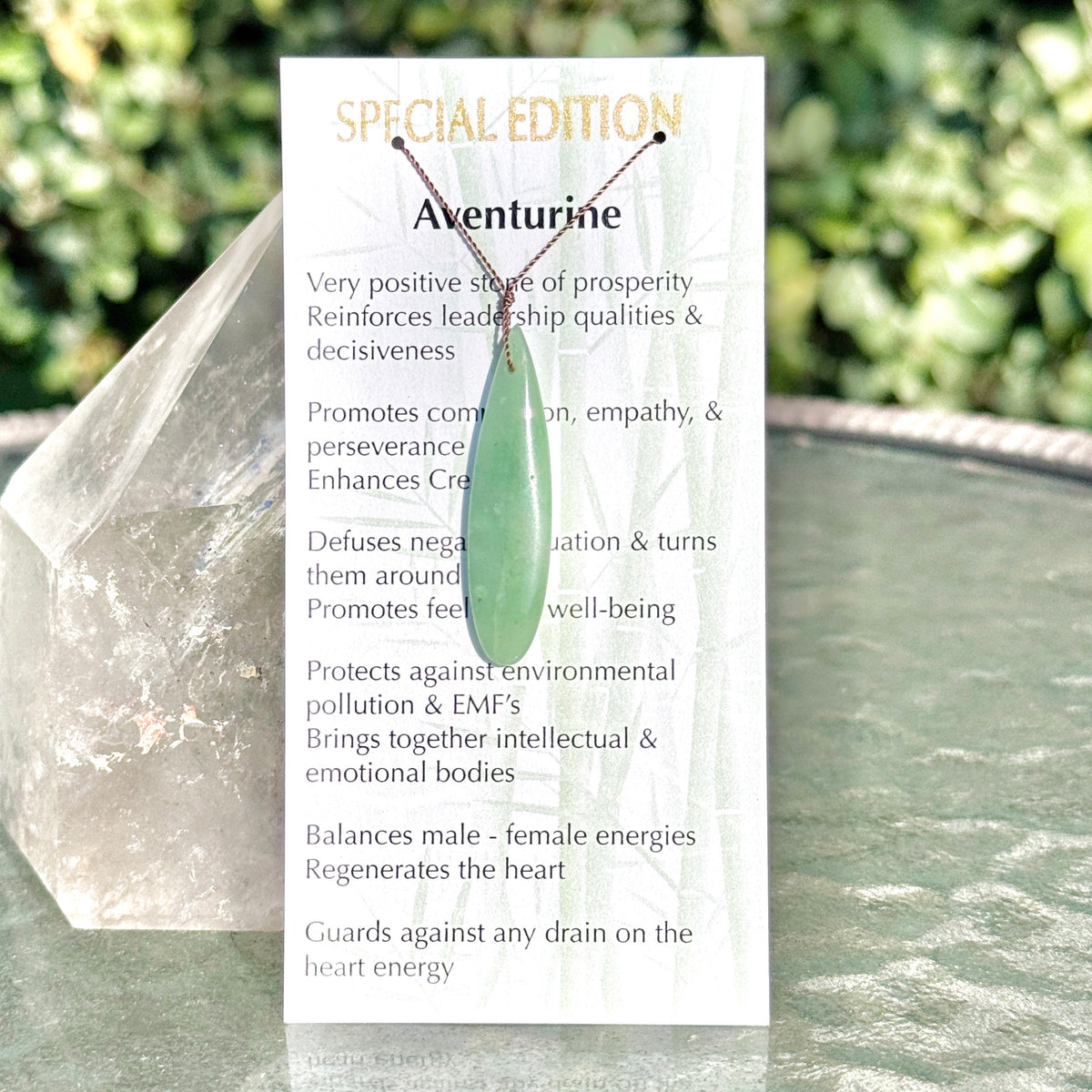Aventurine Long Dew Drop Bead Necklace Special Edition 17" – Crystal ...