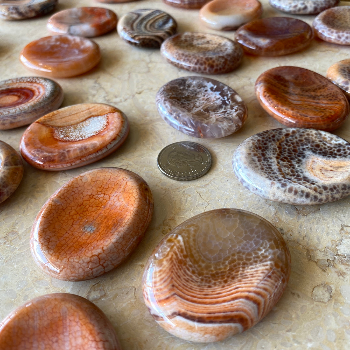 Crackled Fire Agate Worry Stone – Crystal Works Austin